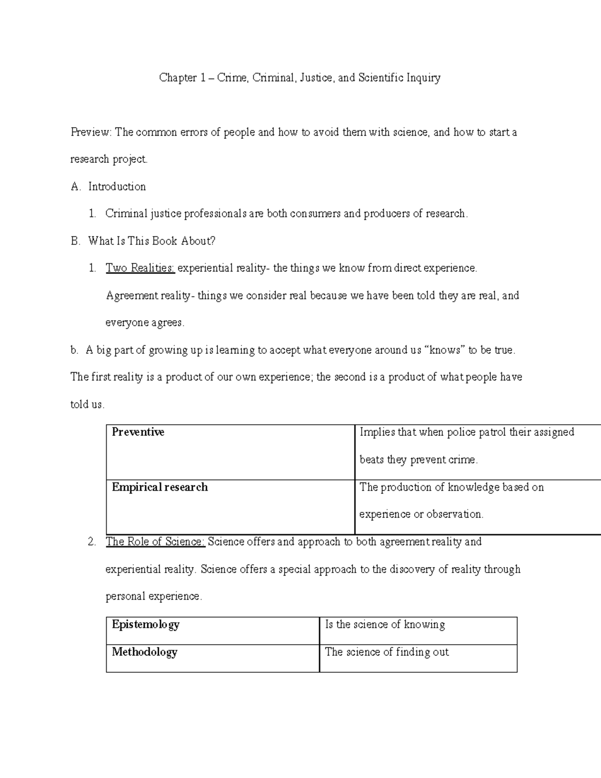 Chapter 1 Outline - Chapter 1 – Crime, Criminal, Justice, and ...