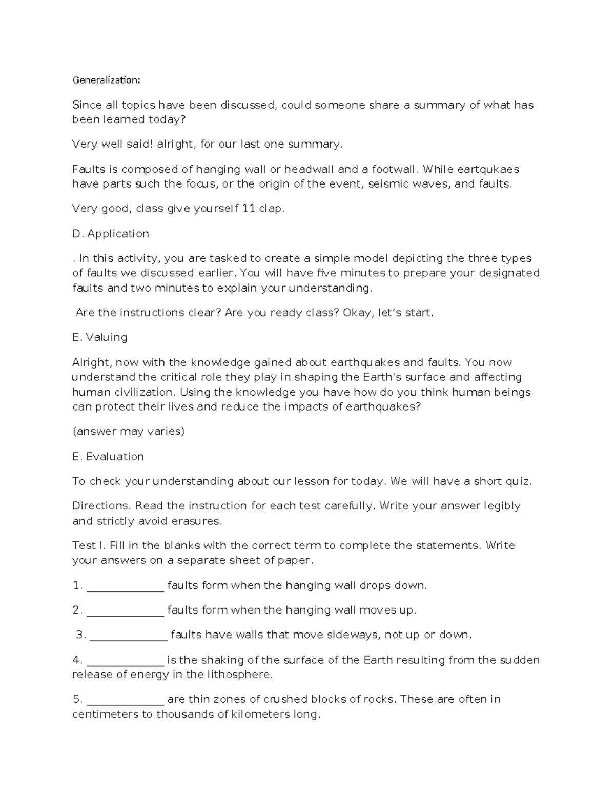 Lessonplan Generalization-Assignment - Generalization: Since all topics ...