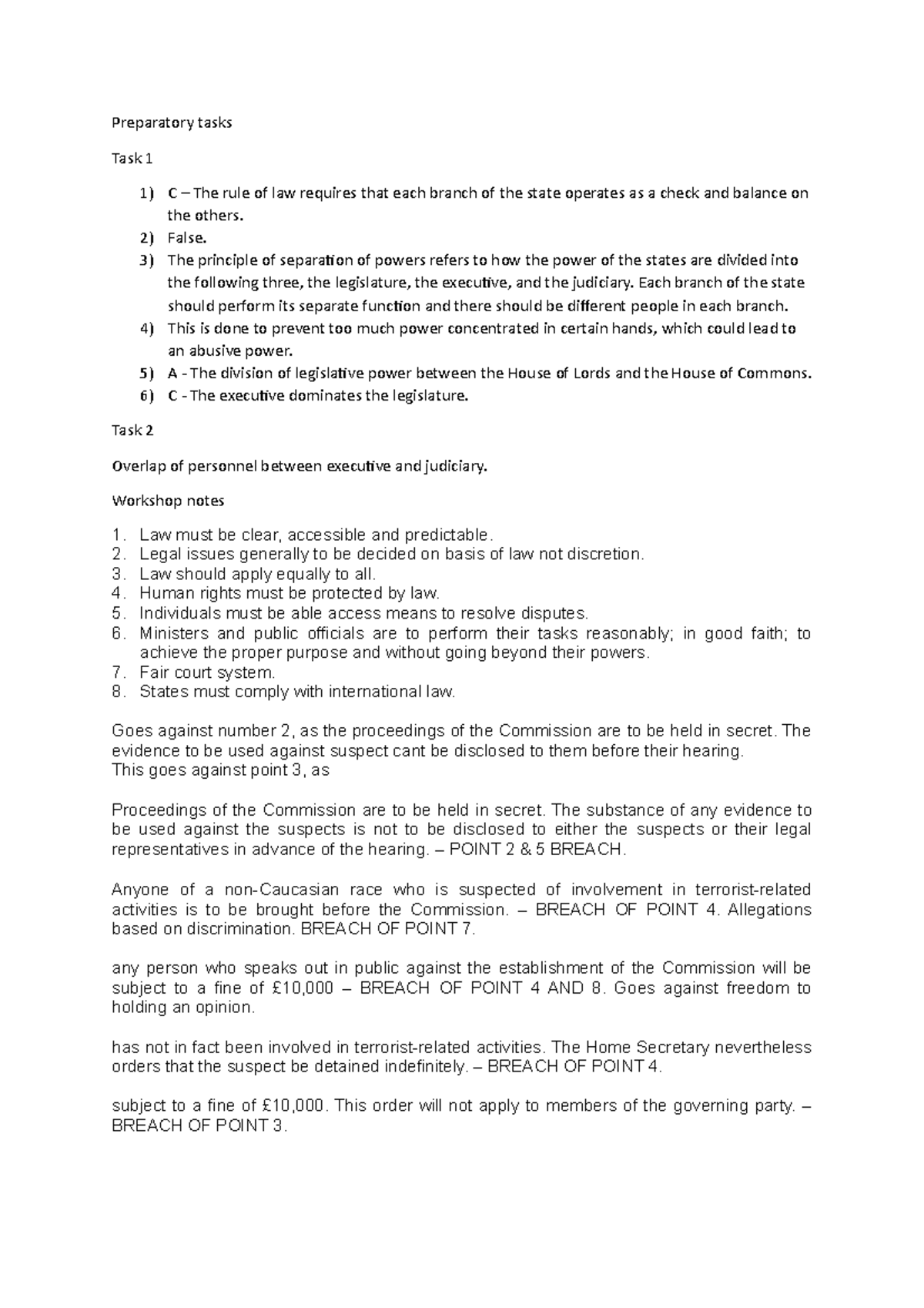 Workshop 2 tasks - Preparatory tasks Task 1 C – The rule of law ...