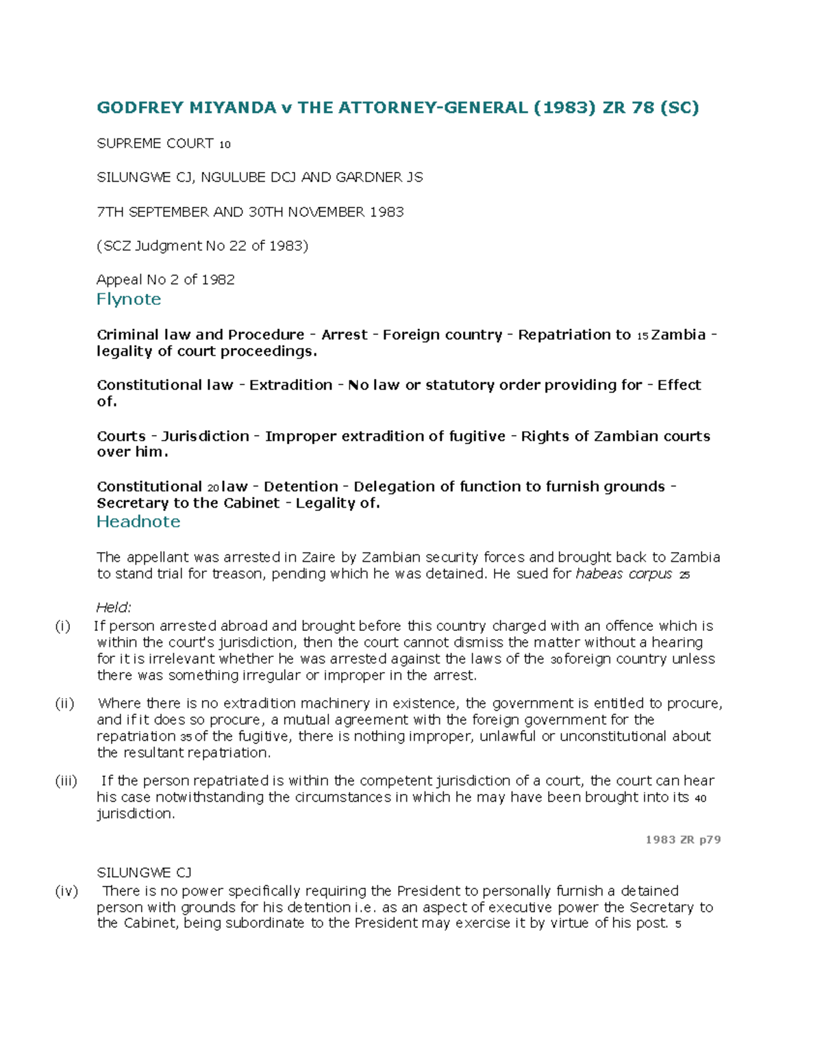 Godfrey Miyanda v THE Attorney 1983 - GODFREY MIYANDA v THE ATTORNEY ...