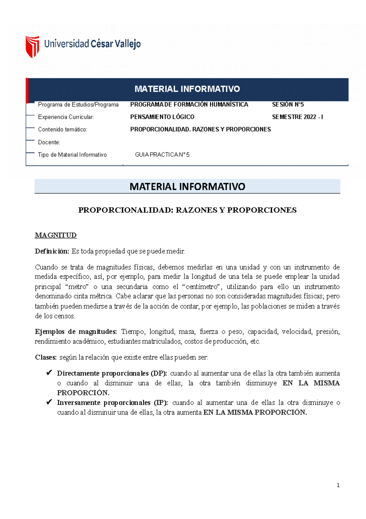 Material Informativo N° 05- MATERIAL INFORMATIVO Programa de Estudios ...