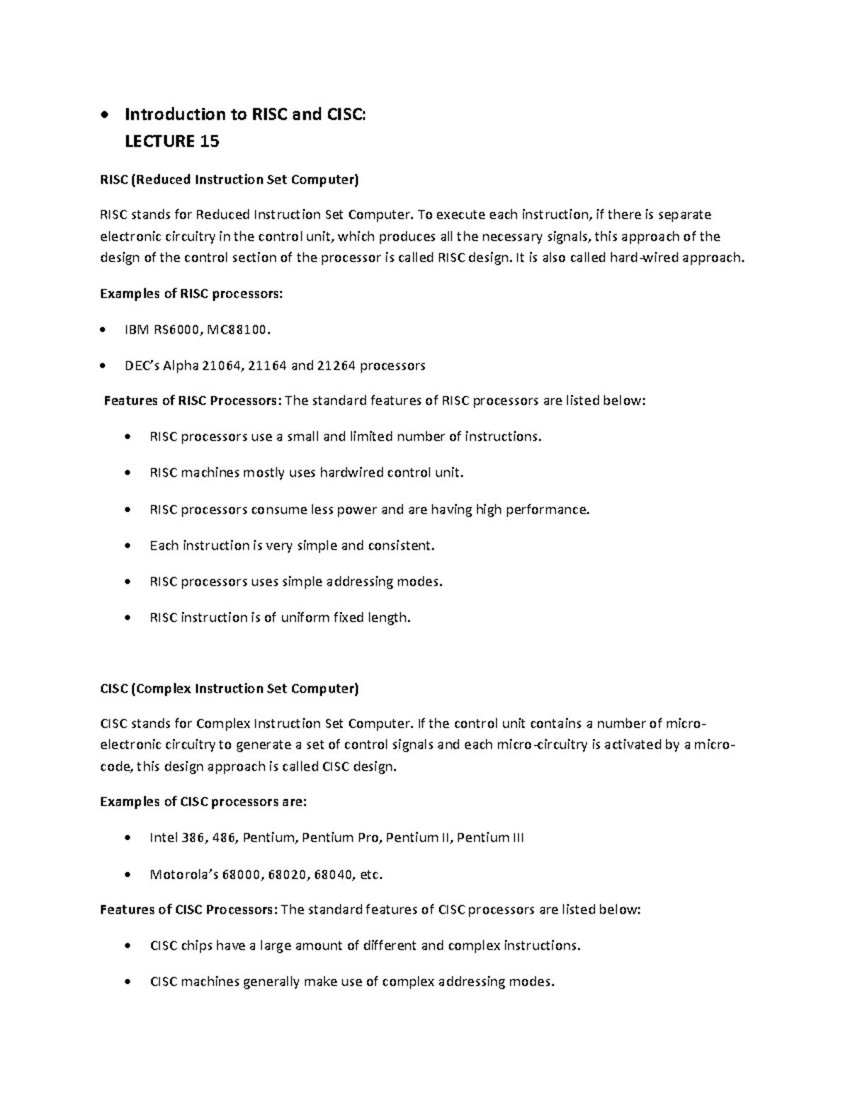 2016 1012125757357 - x Introduction to RISC and CISC: LECTURE 15 RISC ...