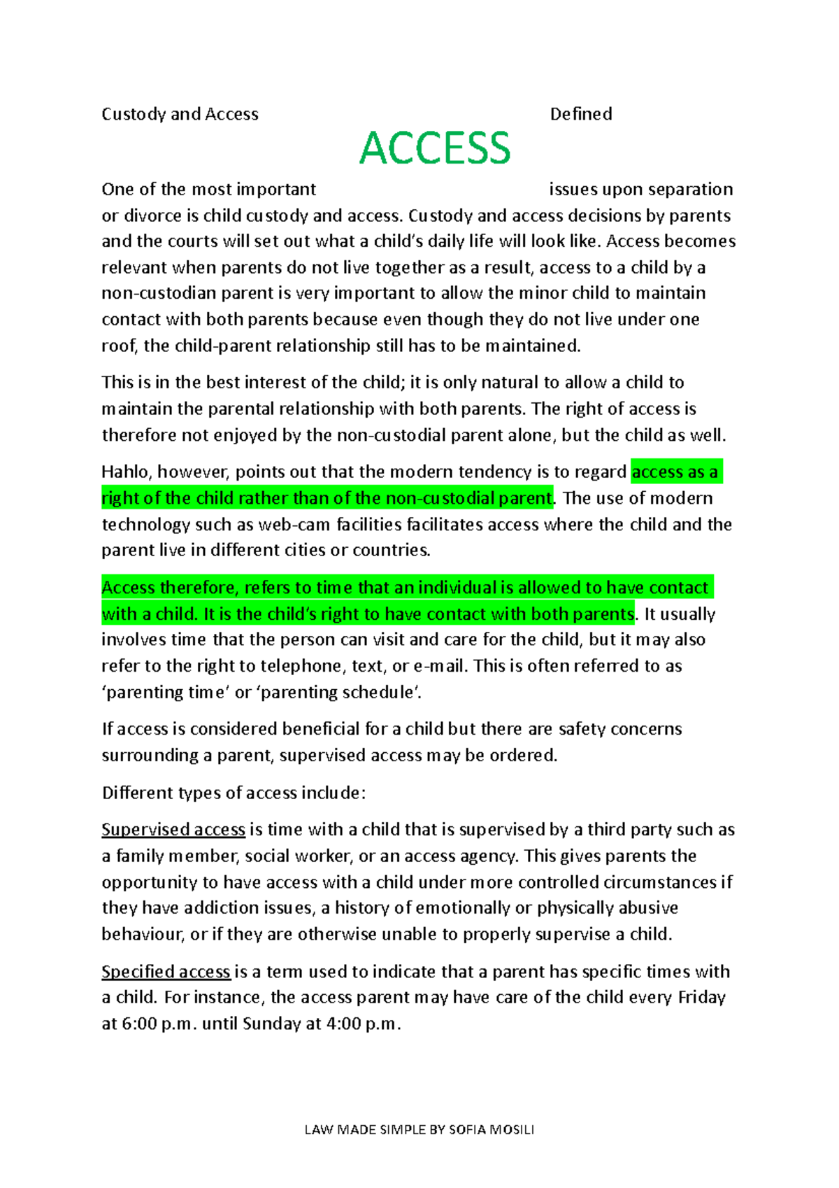 Access - simplified lecture notes for a first year law student ...