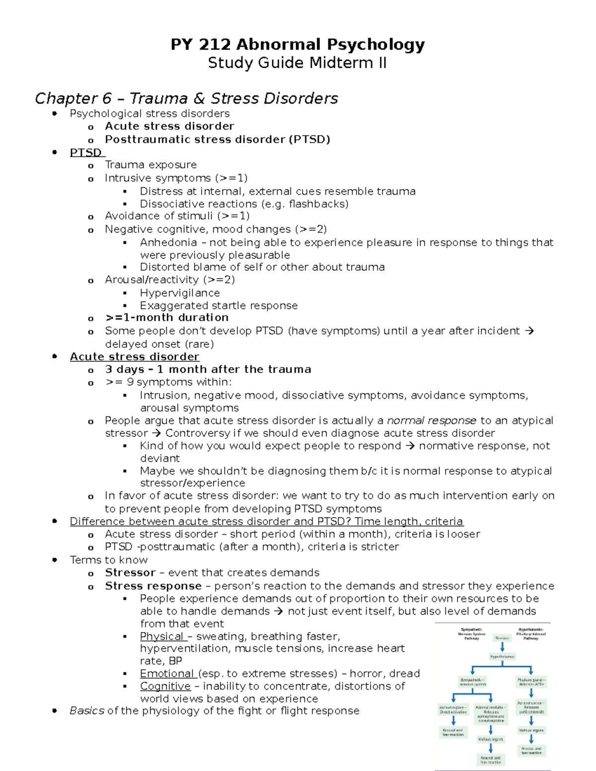 Psych Midterm II - PY 212 Abnormal Psychology Study Guide Midterm II ...