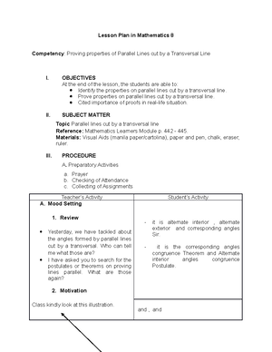 Lesson Plan in Quartile - Lesson plan in Math 10 Content Standard: The ...