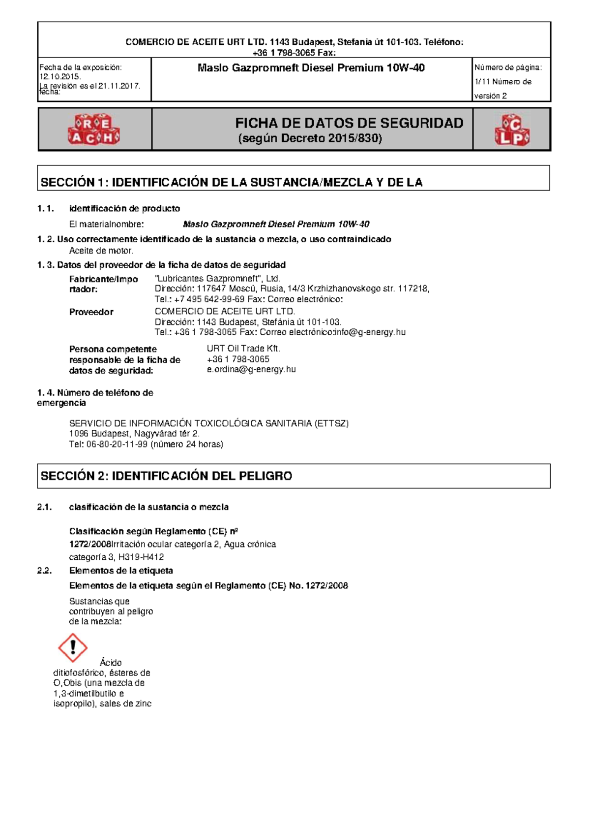 Gazpromneft diesel premium 10w 40 - COMERCIO DE ACEITE URT LTD. 1143 ...