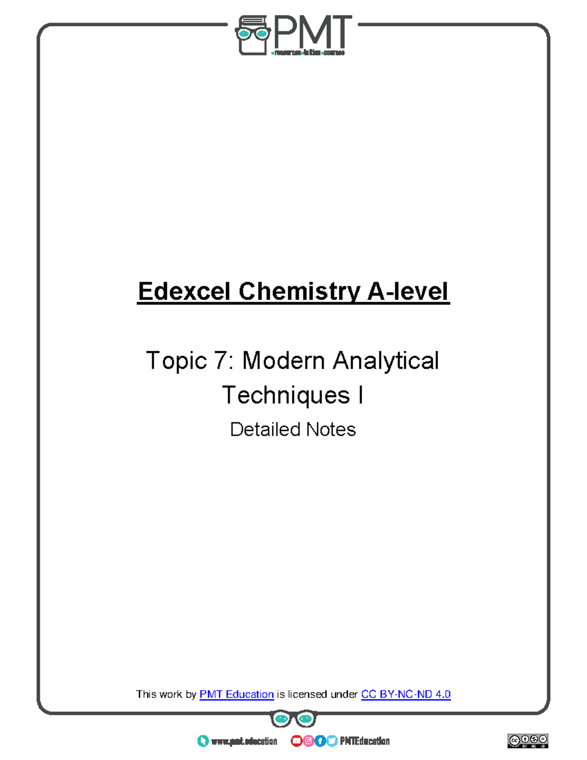 Detailed Notes - Topic 7 Modern Analytical Techniques I - Edexcel ...