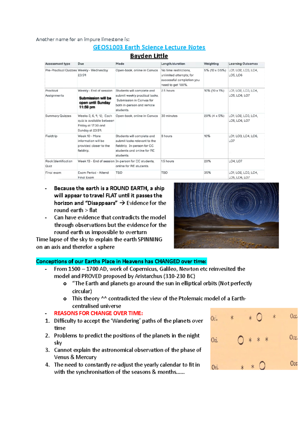 GEOS1003 Earth Science Lecture Notes - Another name for an impure ...
