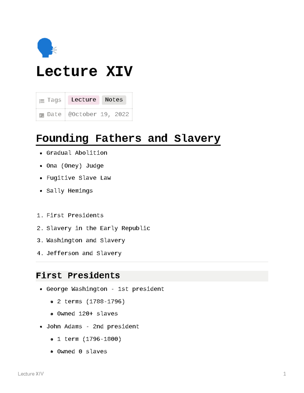 Founding Fathers and Slavery - l Lecture XIV Tags Lecture Notes Date ...