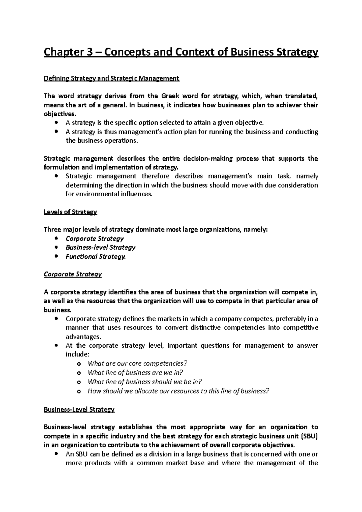 Chapter 3 – Concepts and Context of Business Strategy - Chapter 3 ...