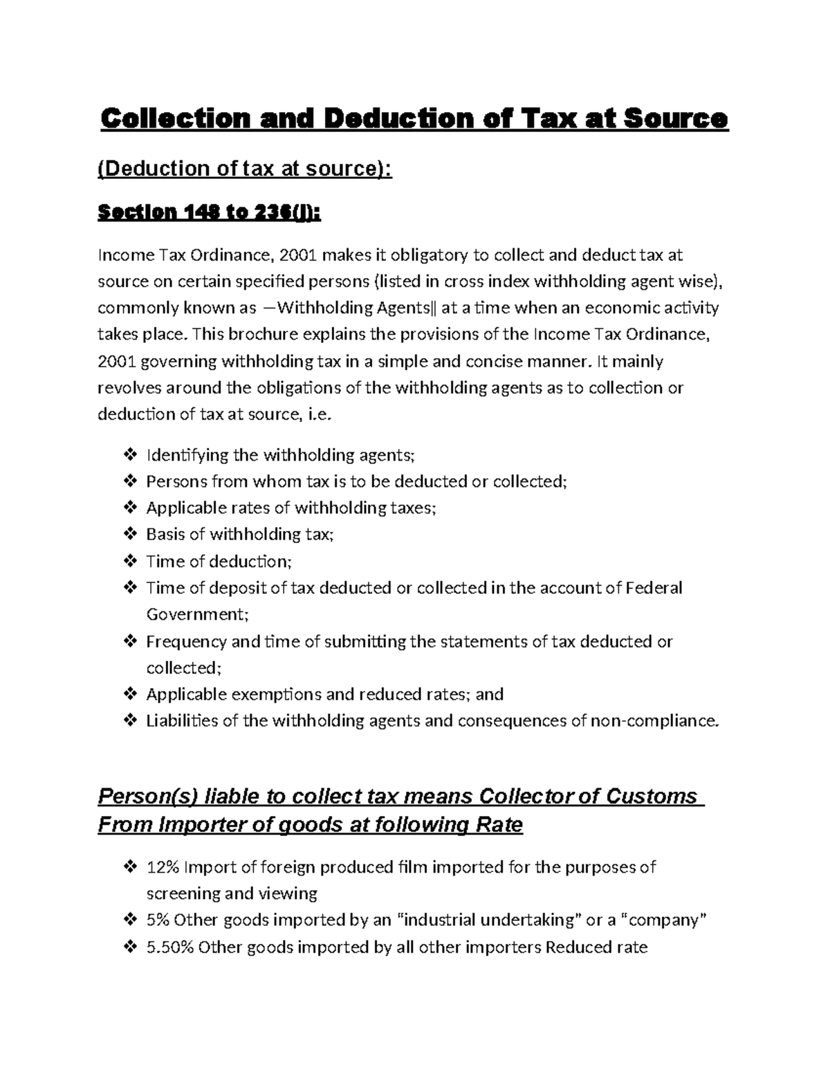 Tax quiz - hgfdhgcfdhgc - Collection and Deduction of Tax at Source ...