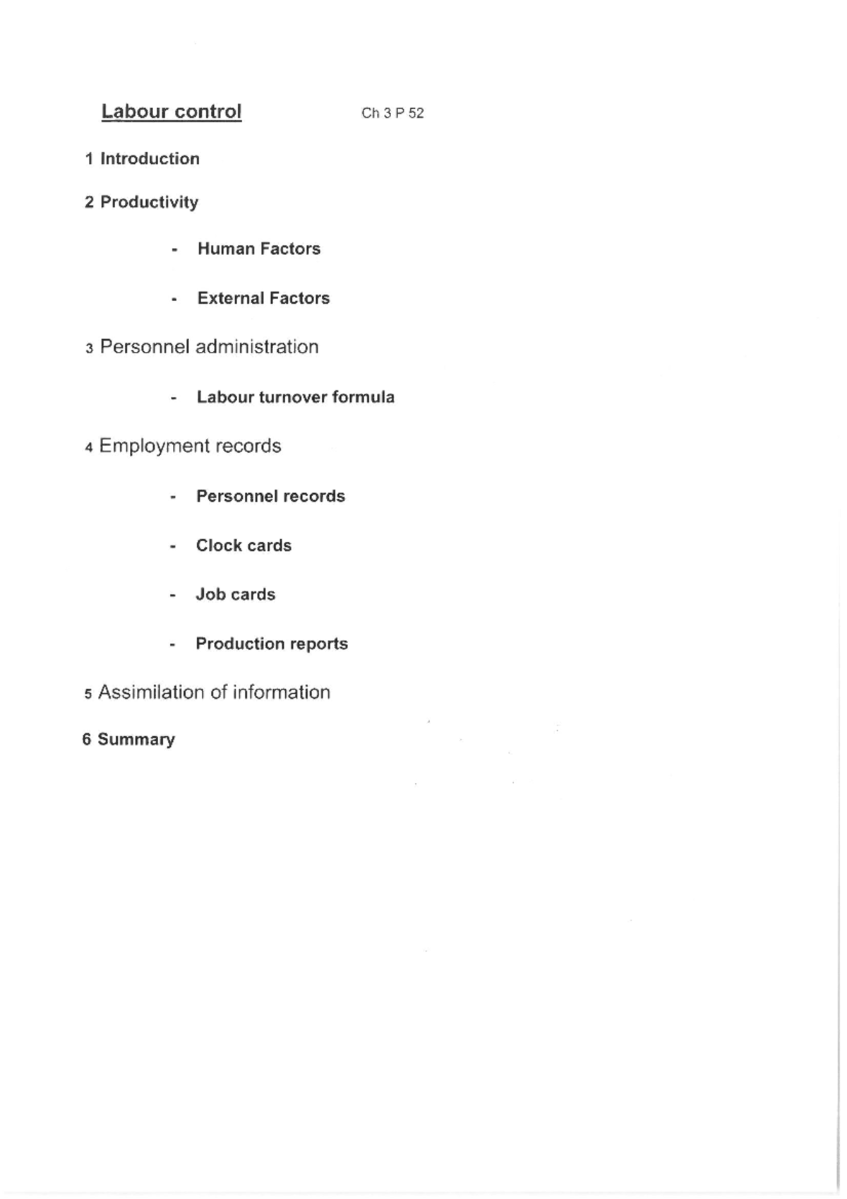 3.2 Labour Summary Ch 3 P52 - Labour control Ch 3 P 52 1 Introduction 2 ...
