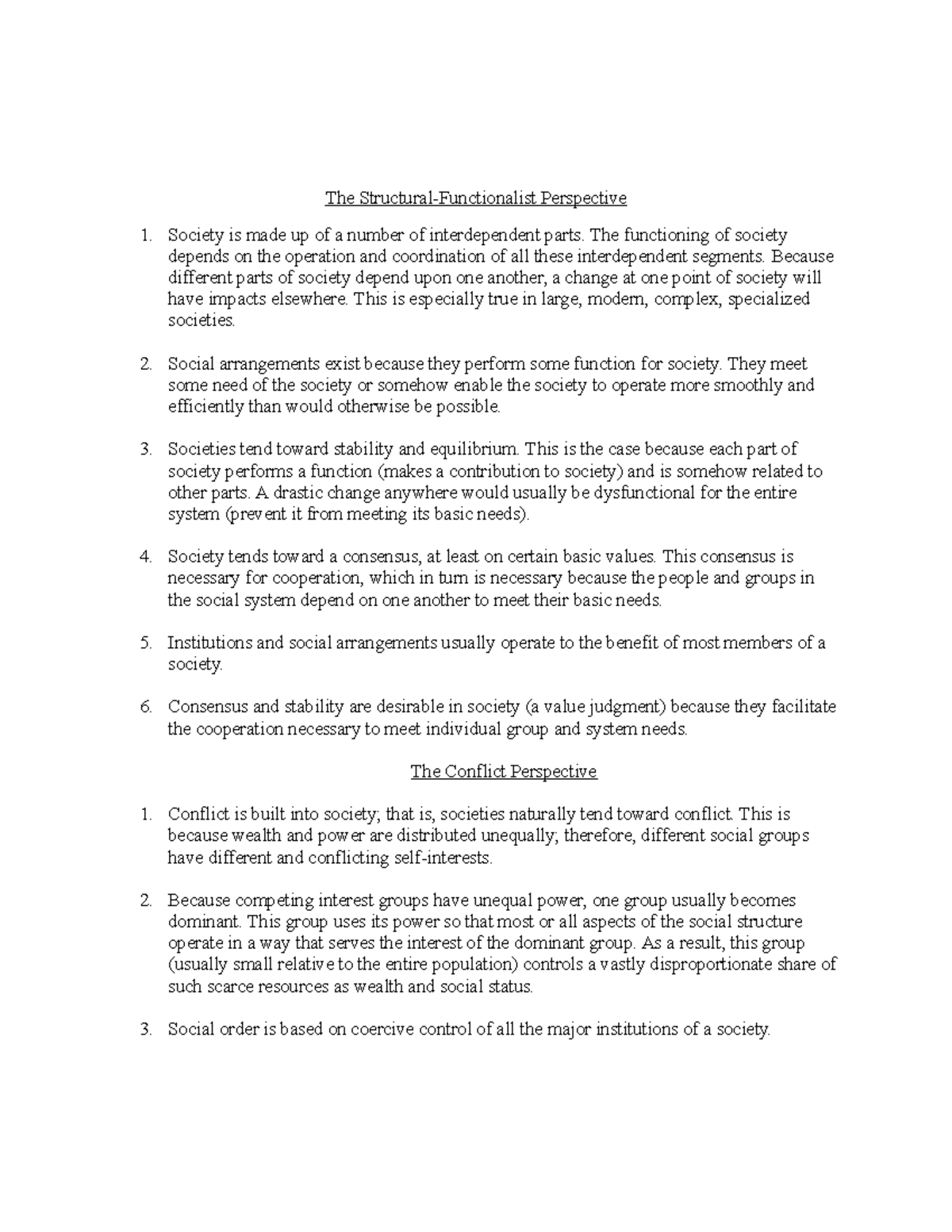 Macro Theories - Teacher - Dr. Morelock - The Perspective 1. Society is ...