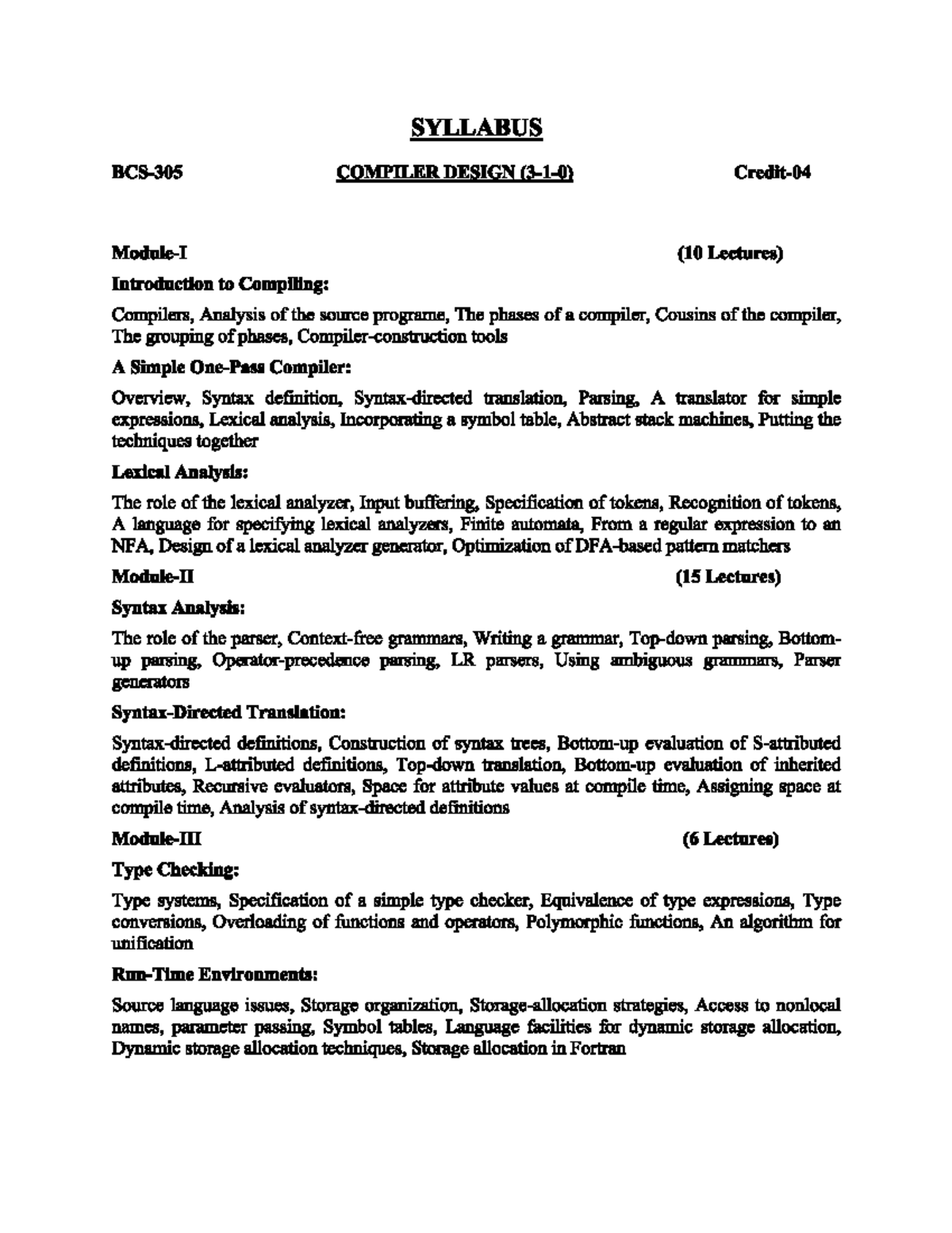 Compiler Design - Computer Science and engineering - Studocu