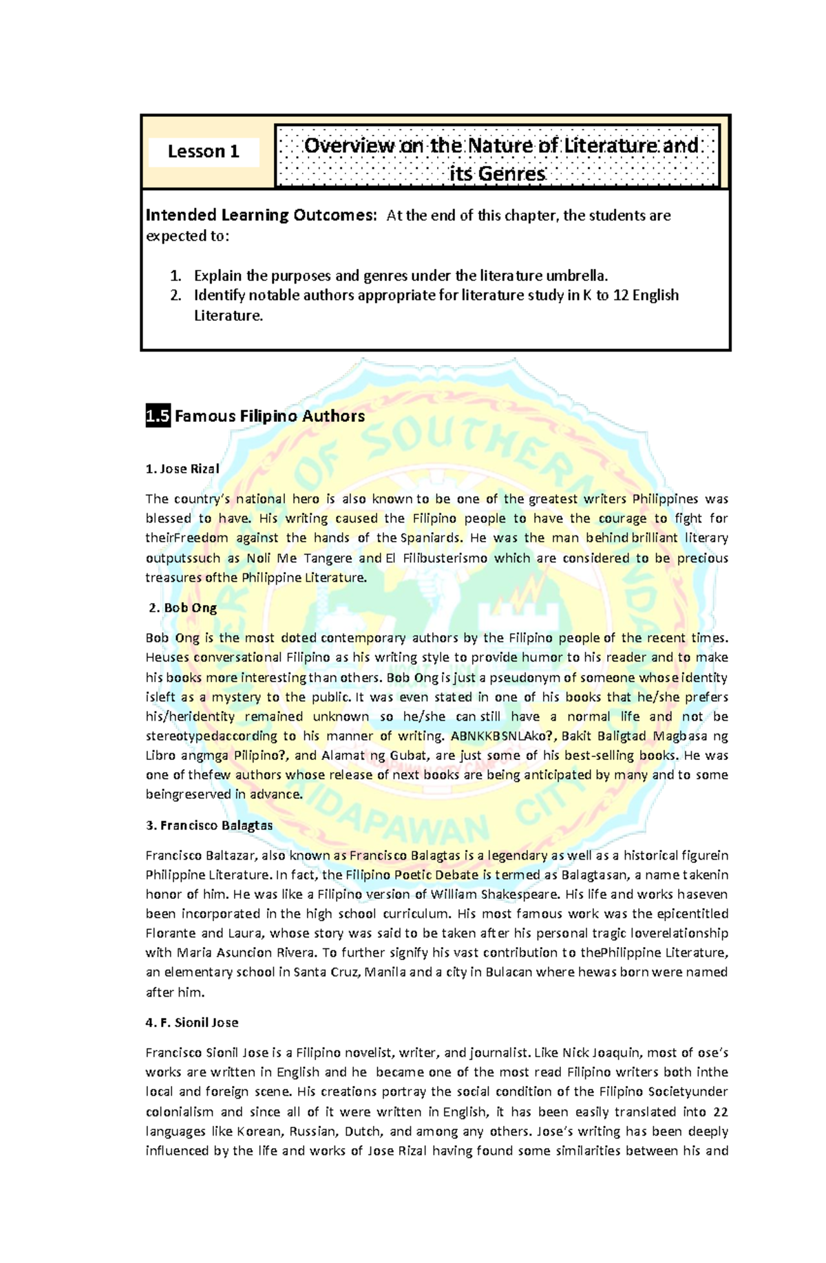 Lesson 1 - Teaching and Assessment of Lit Studies - tended Learninng ...