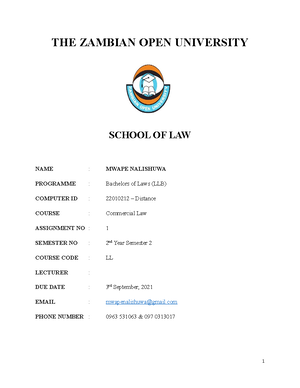 CUZL251 Constitutional LAW I Module - CAVENDISH UNIVERSITY ZAMBIA LAW ...