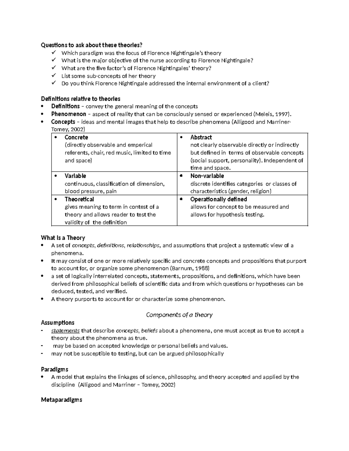 Nursing theories - Questions to ask about these theories? Which ...