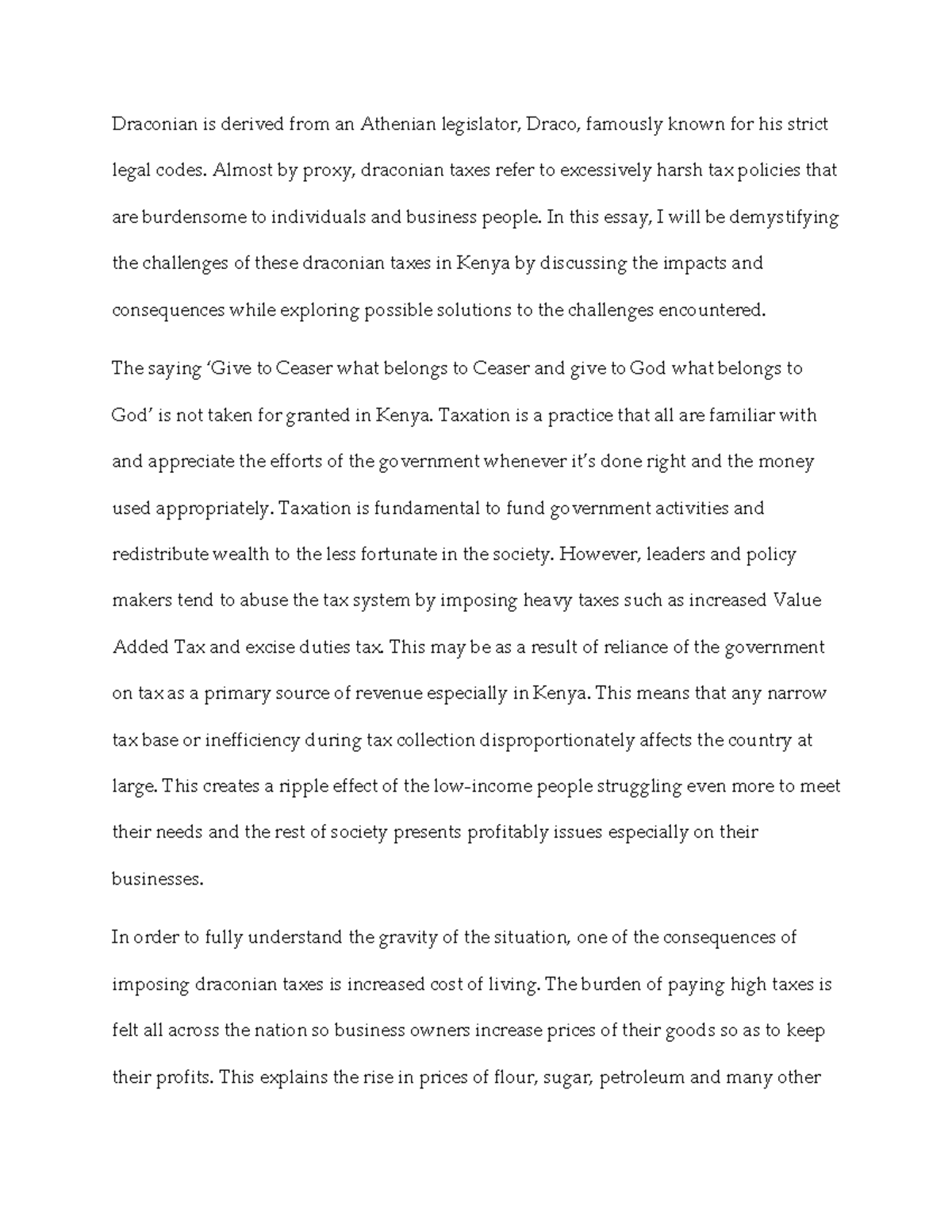 Draconian taxes - Draconian is derived from an Athenian legislator ...