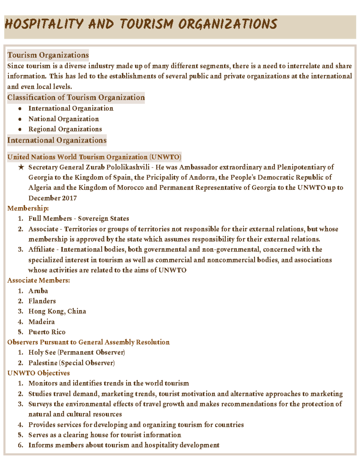 Hospitality- Tourism- Organizations - HOSPITALITY AND TOURISM ...