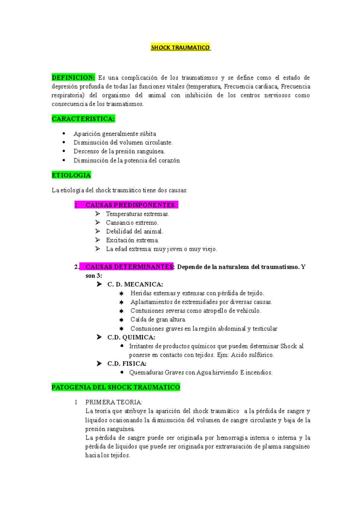 Shock Traumatico - APUNTES DE 2DA UNIDAD - SHOCK TRAUMATICO DEFINICION ...