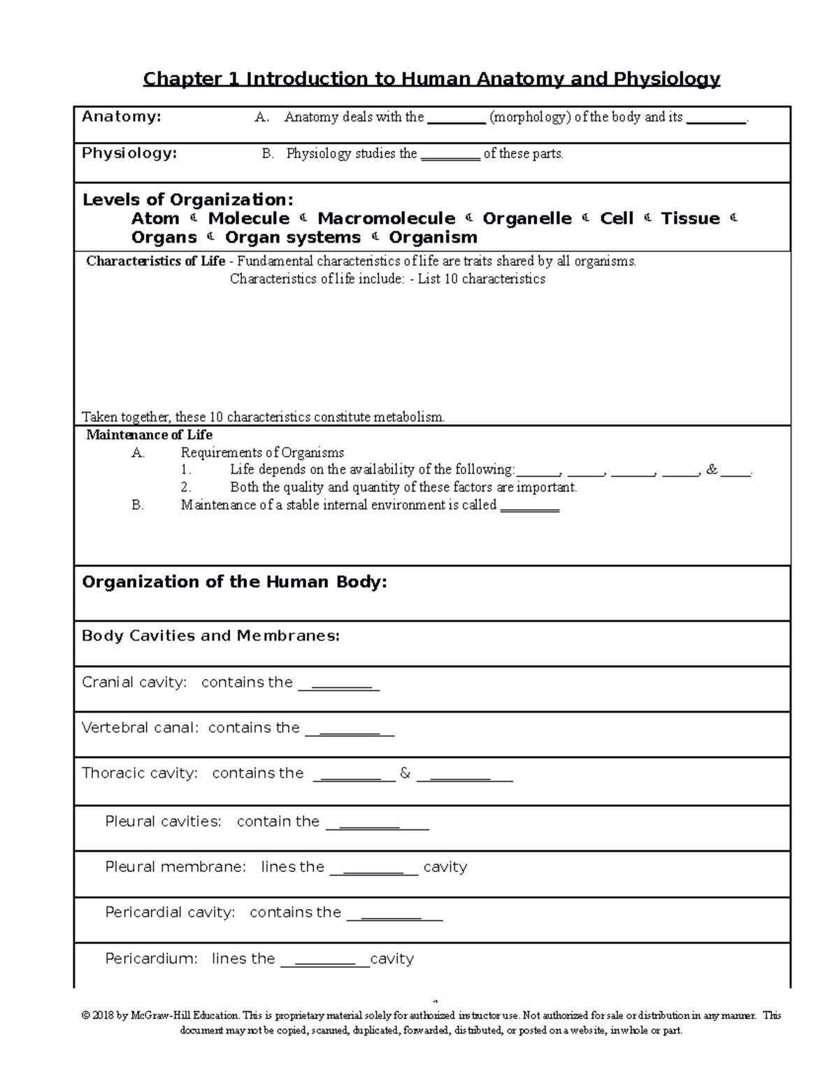 Chapter 01 - notes - Chapter 1 Introduction to Human Anatomy and ...