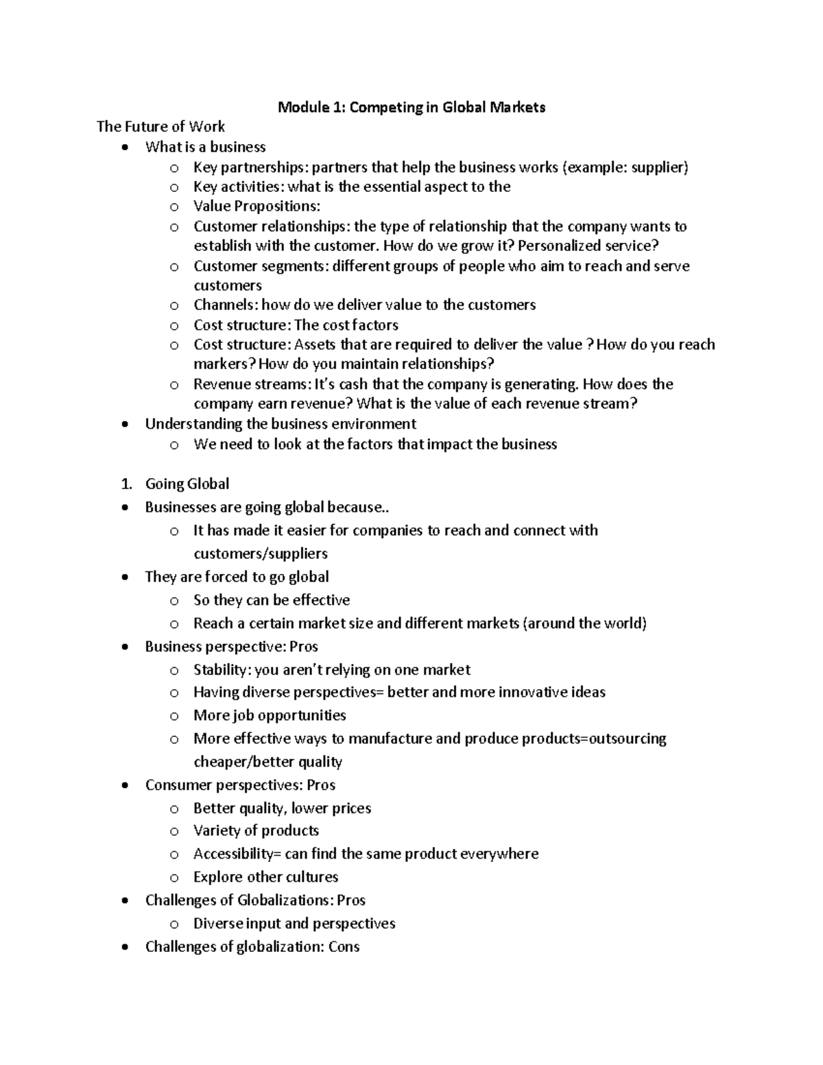 Module 1 - The Furture of Work and Global Markets - Module 1: Competing ...