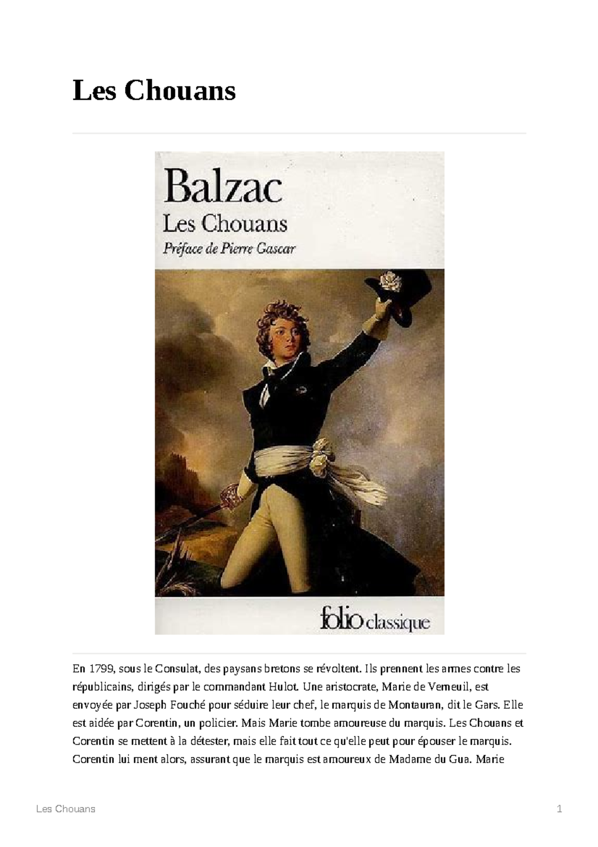 Les Chouans - Les Chouans En 1799, sous le Consulat, des paysans ...