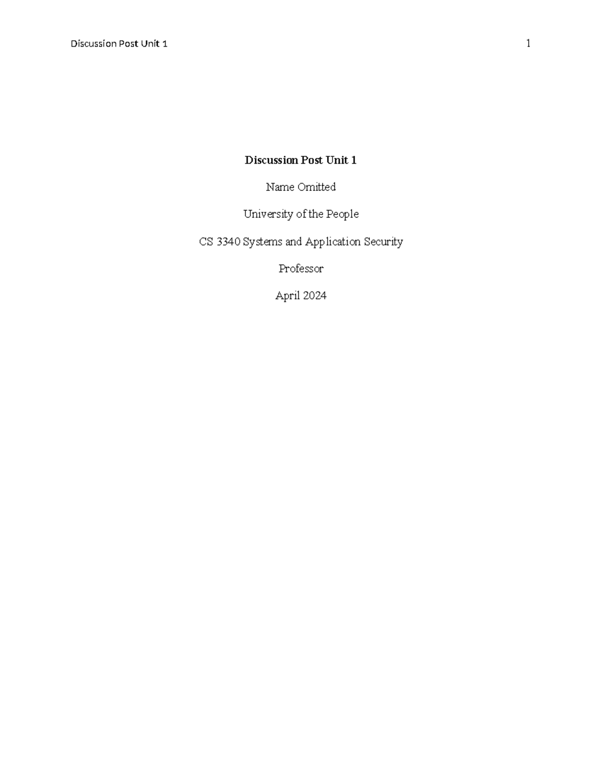 Discussion Post Unit 1 - In the article by Meeuwisse (2022), he ...