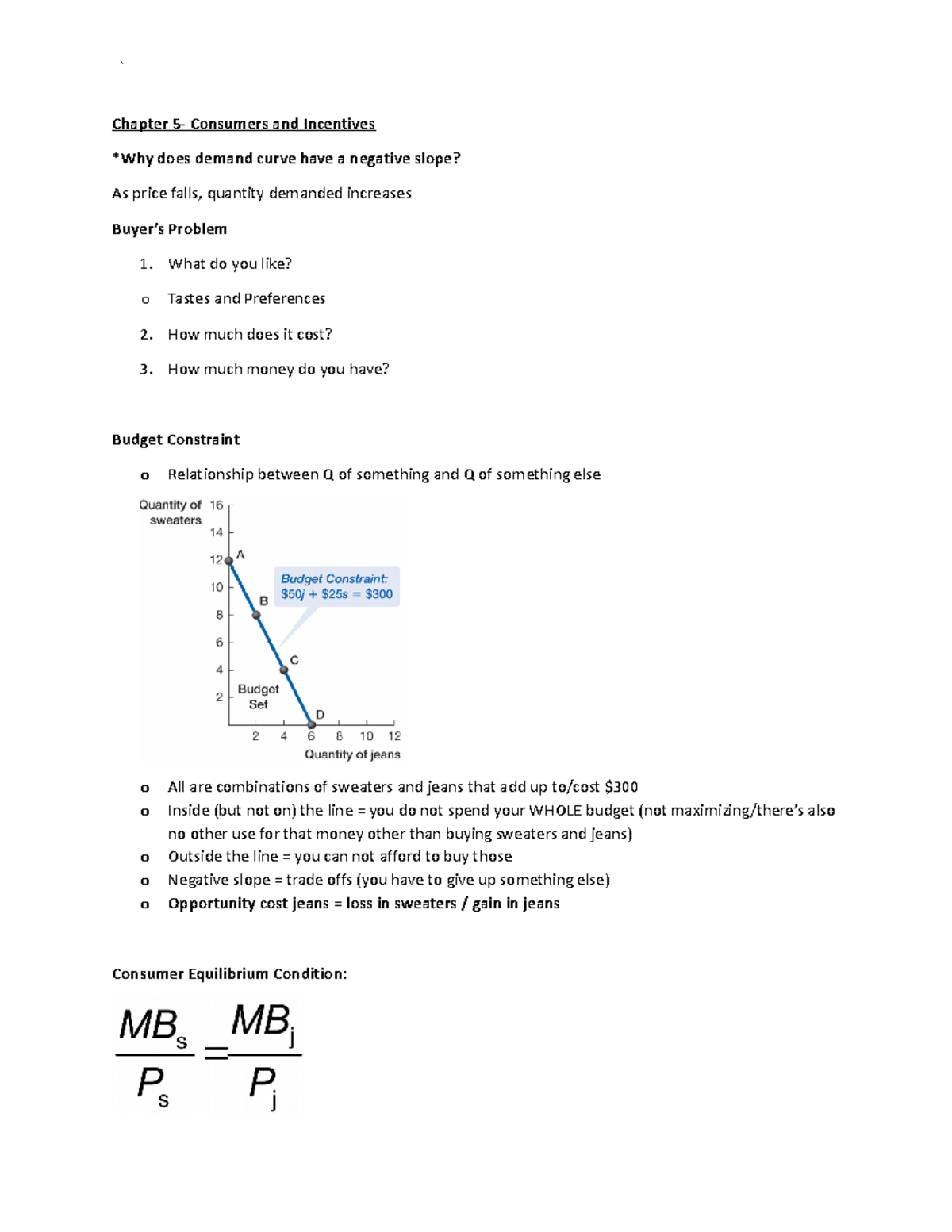 CH. 5 ECON - Econ Notes from textbook and lecture - Chapter 5 ...
