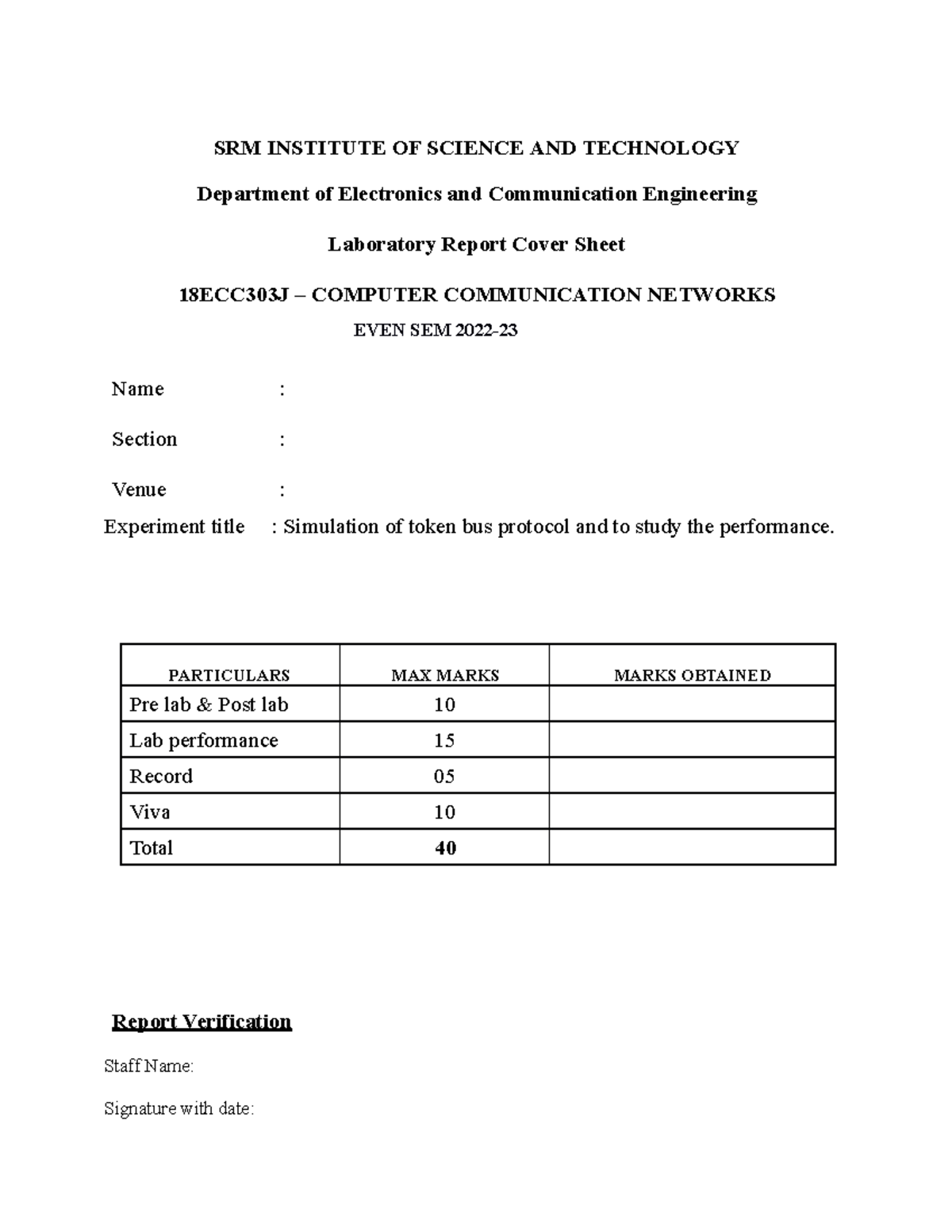 Expt 2 - lab expt - SRM INSTITUTE OF SCIENCE AND TECHNOLOGY Department ...