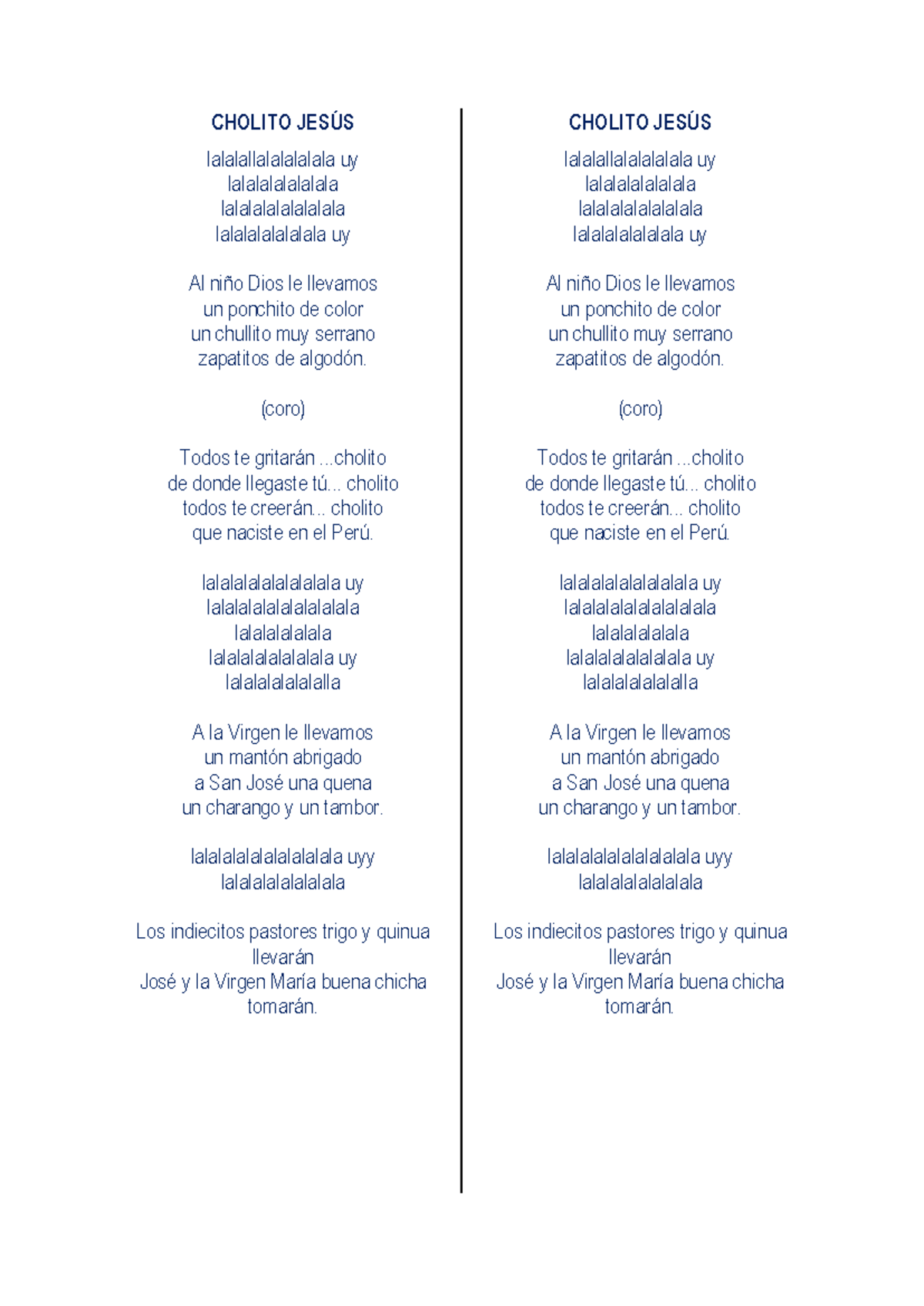 letra cholito Jesús - CHOLITO JESÚS lalalallalalalalala uy ...