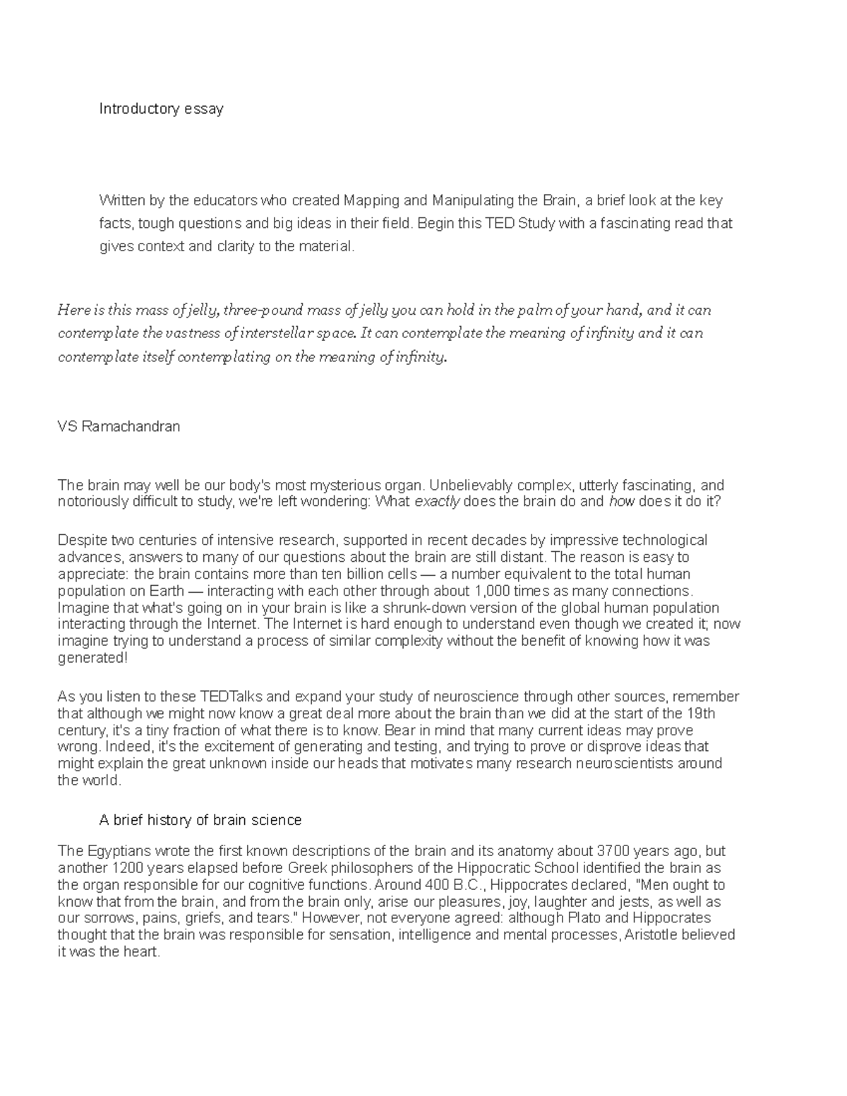 Introductory essay - Grade: A - Introductory essay Written by the ...