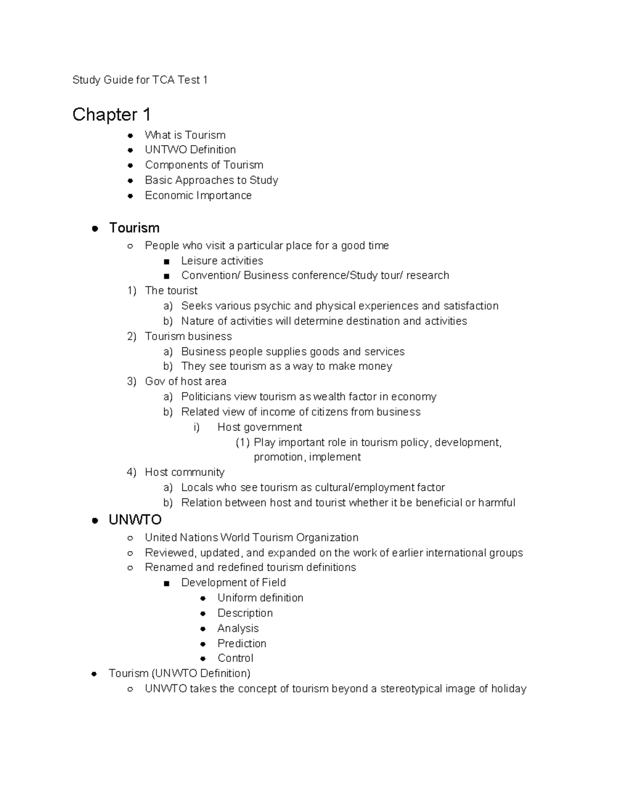 Study Guide for TCA Test 1 - A cruise ship passenger spending four ...