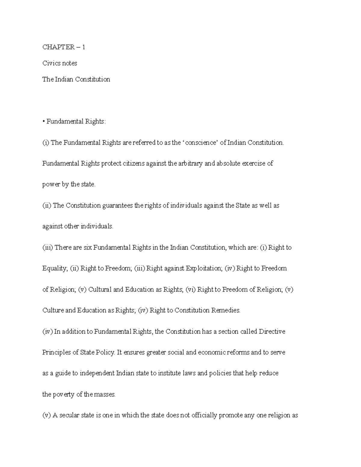 Chapter – 1 Civics Notes 2 pt 2 - CHAPTER – 1 Civics notes The Indian ...