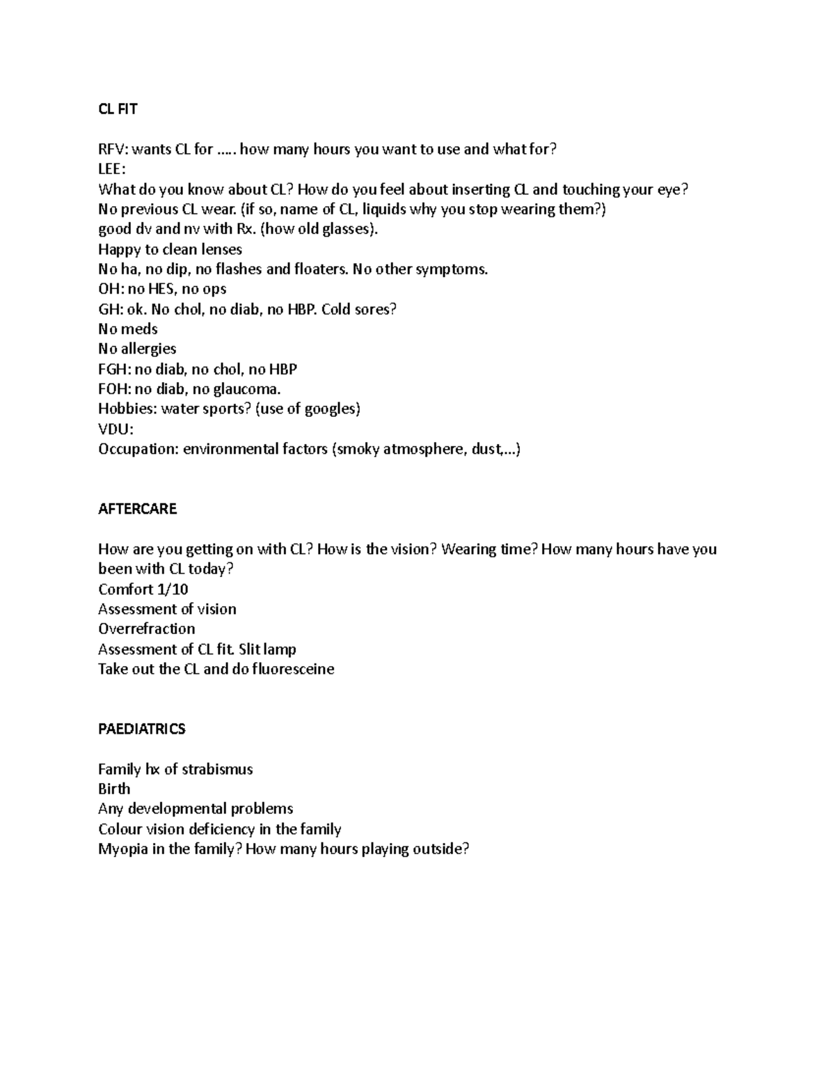 CL FIT - CL FIT RFV: wants CL for ..... how many hours you want to use ...