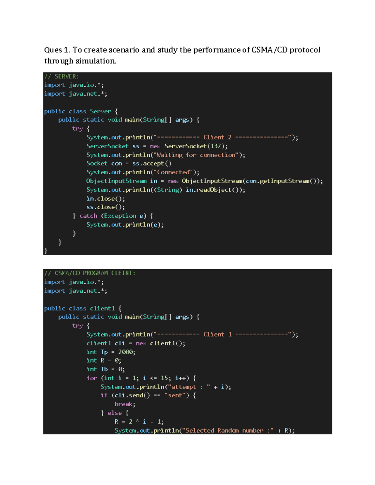 Computer Network Lab Manual - Ques 1. To create scenario and study the ...