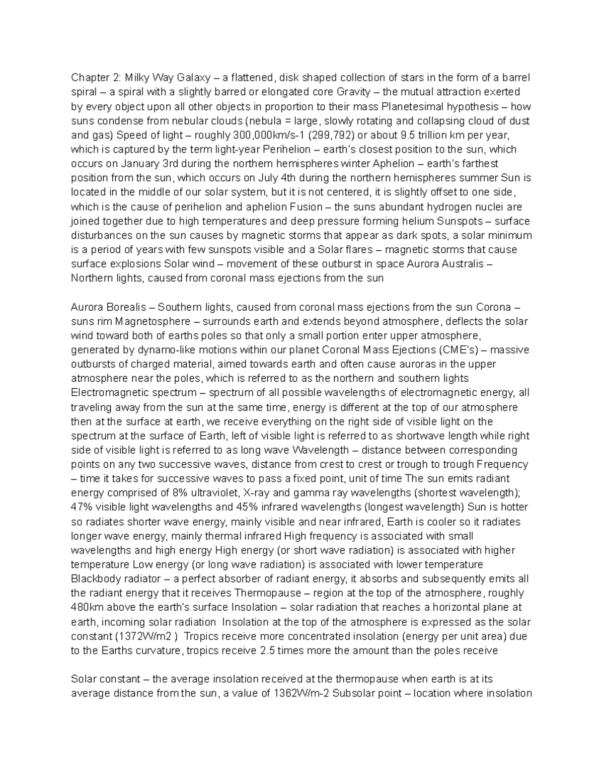 GG101 Final Notes ch2 - Chapter 2: Milky Way Galaxy – a flattened, disk ...
