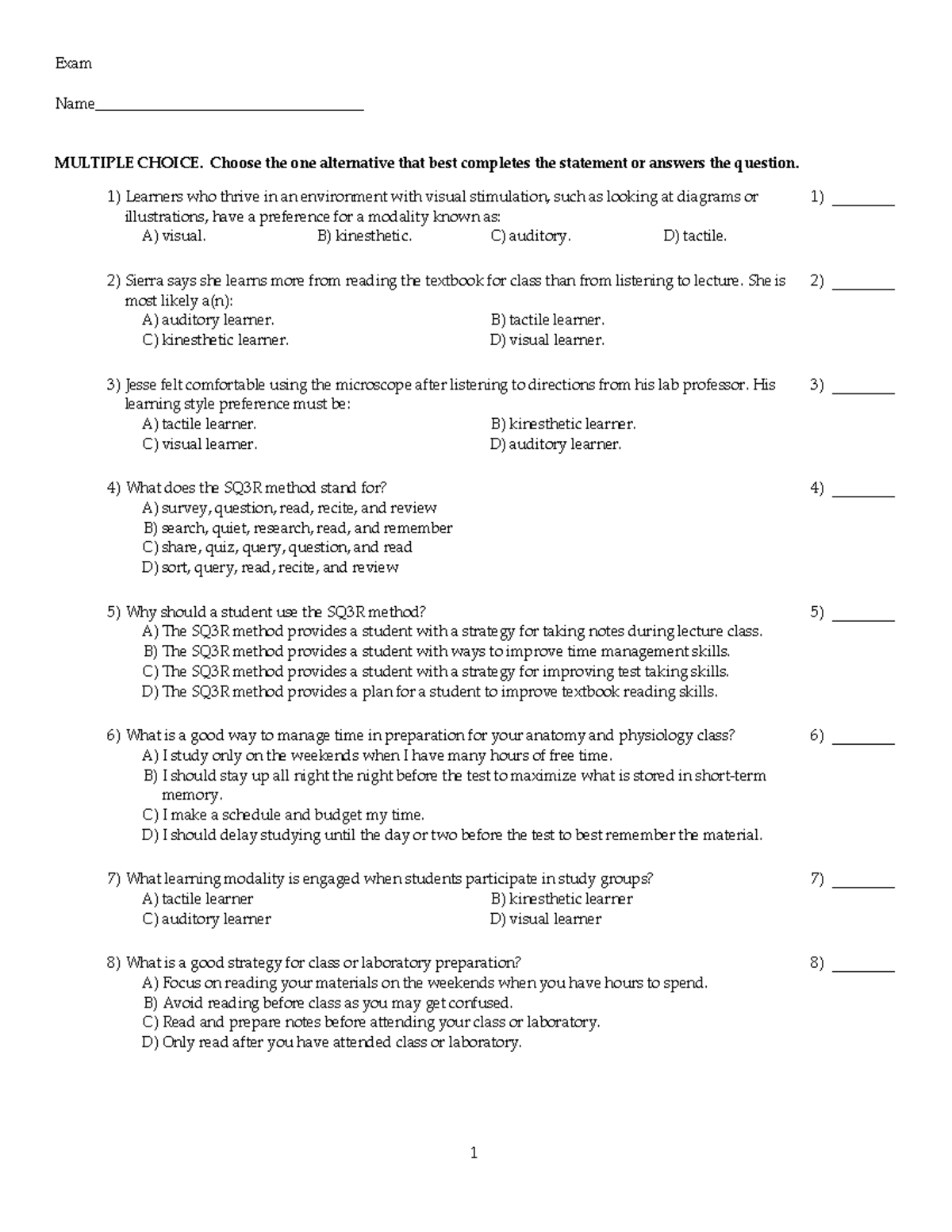 Chapter 1 - note - Exam Name ...