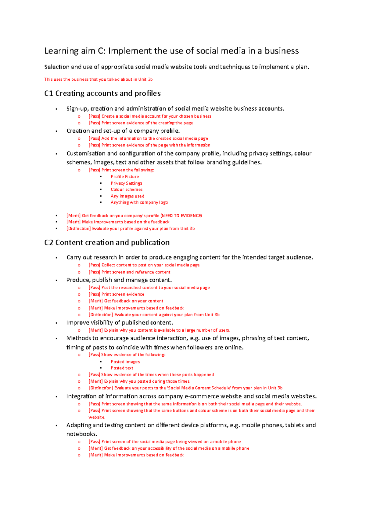 Unit 3 C - Details - Learning aim C: Implement the use of social media ...