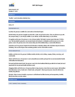 MKT 205 Module 7 Marketing Analysis For Persona - MKT-205 - SNHU - Studocu