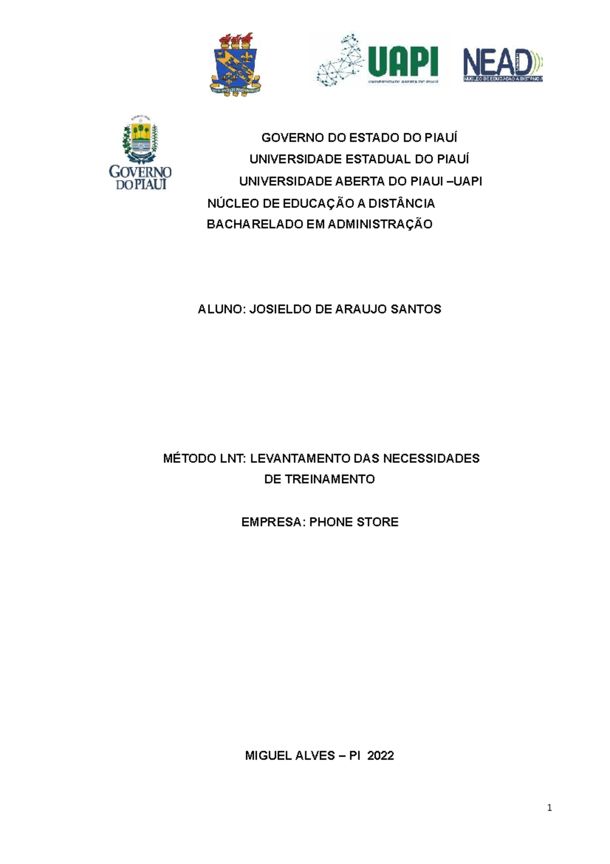 Seminario VI - Método LNT - GOVERNO DO ESTADO DO PIAUÍ UNIVERSIDADE ...