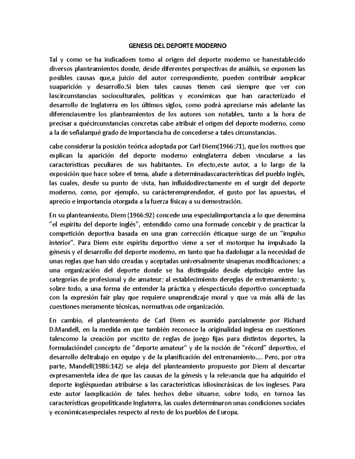 Genesis DEL Deporte Moderno - GENESIS DEL DEPORTE MODERNO Tal y como se ...