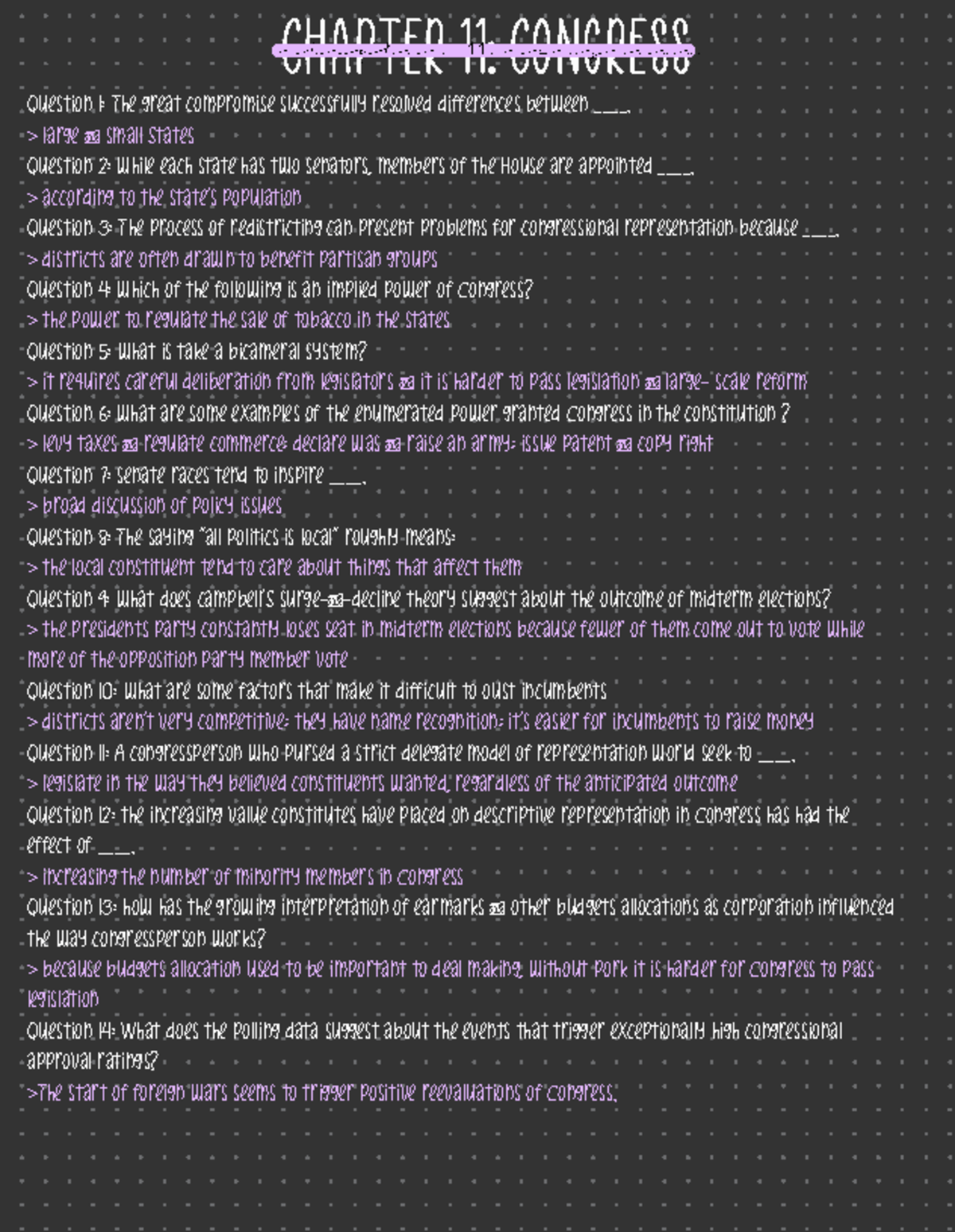 Quiz 11 - political science reading critical think quiz - Chapter 11: Congress Chapter 11 ...