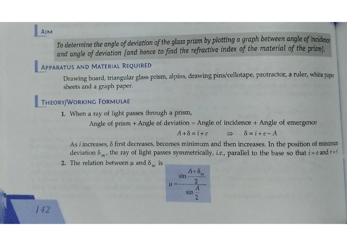 Physics Practical Sec-2 (exp-5) - AIM To determine the angle of deviation of the glass prism ...