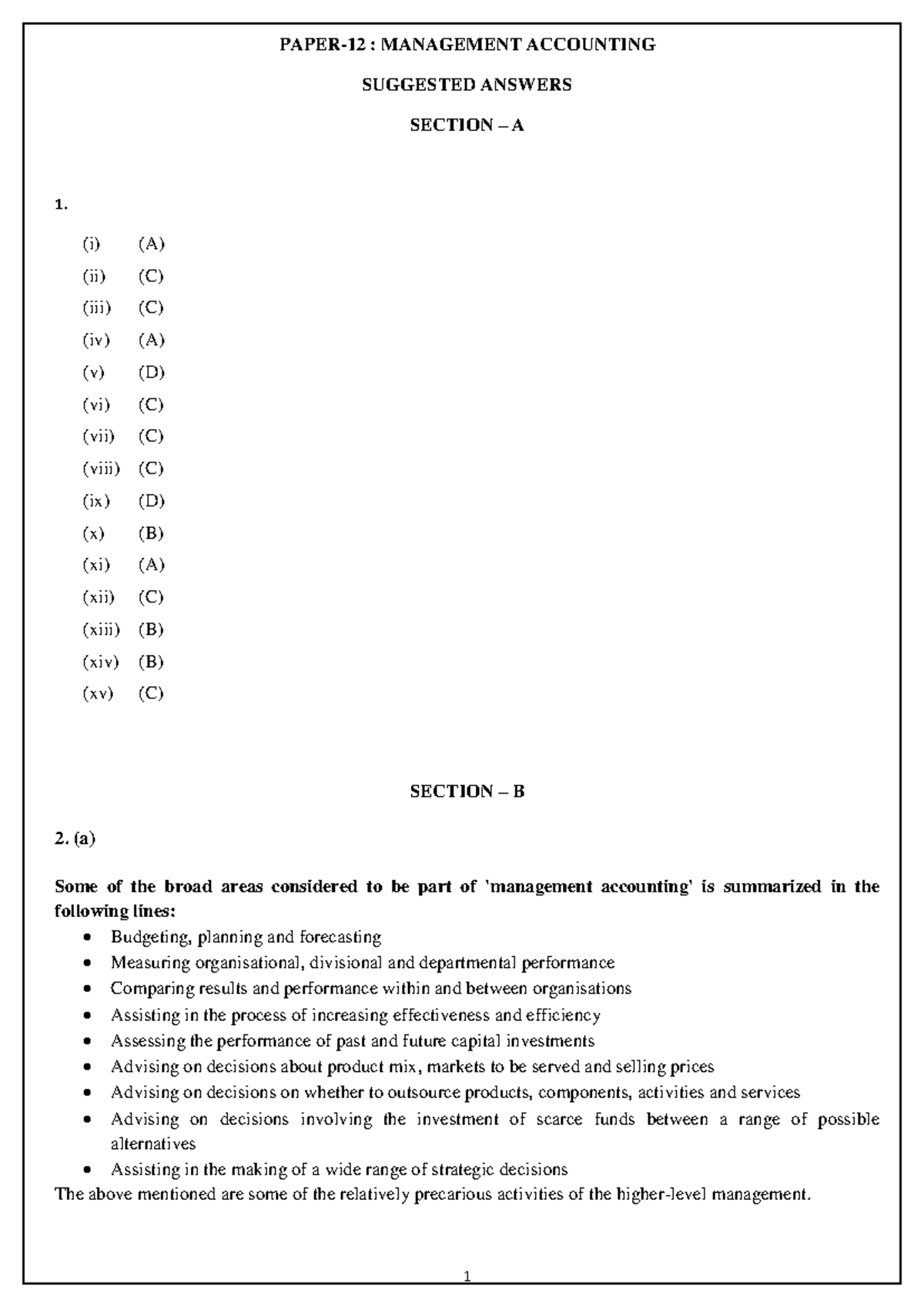 P12 (15) - Cma previous year question paper - PAPER-12 : MANAGEMENT ...