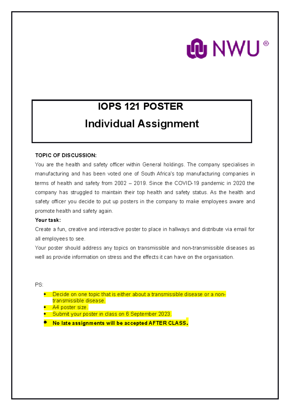 IOPS 121 Poster - IOPS 121 POSTER Individual Assignment TOPIC OF ...