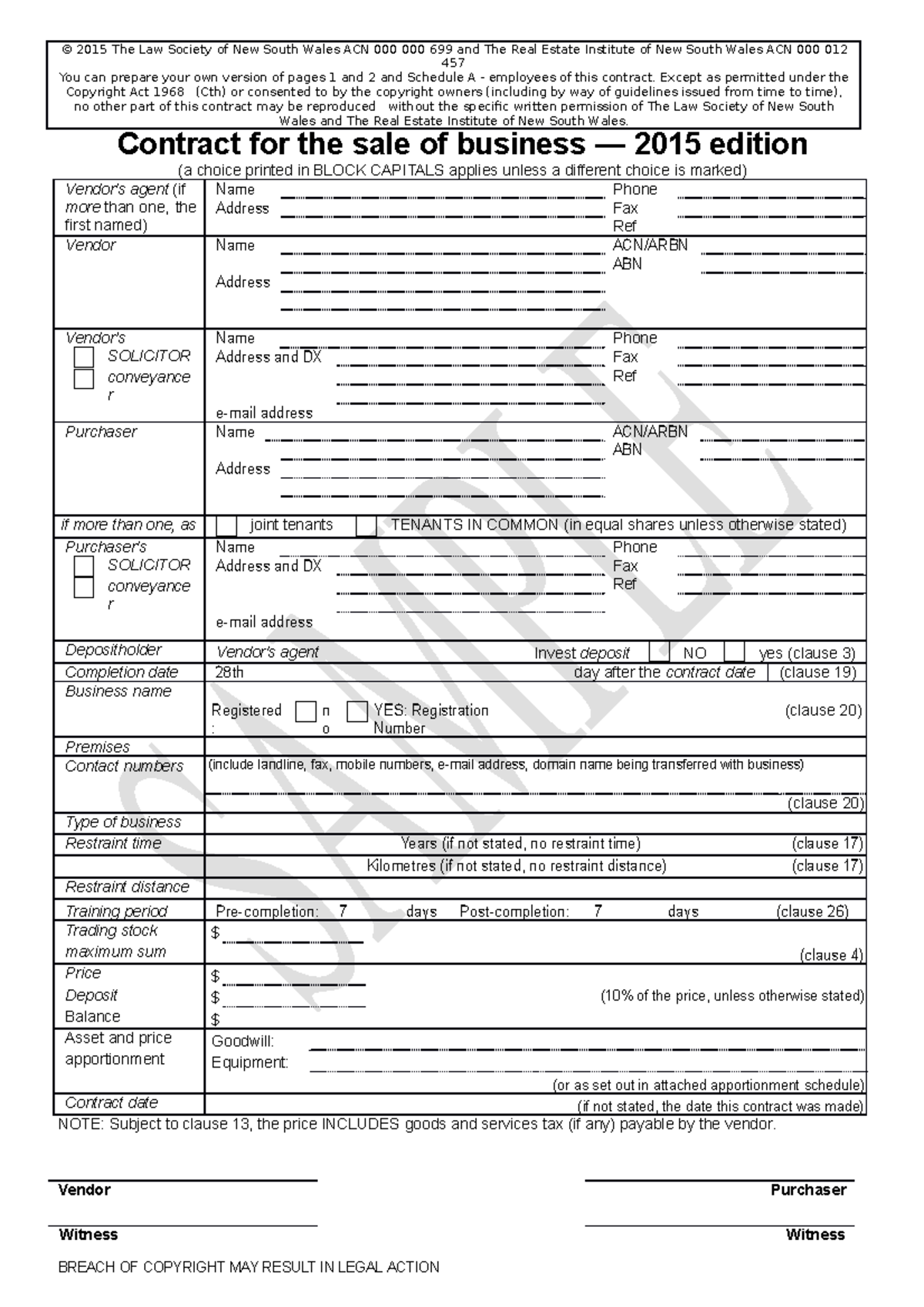 CCP Blank Contract NSW 2015 - First two pages and Schedule 2017 03 21 ...