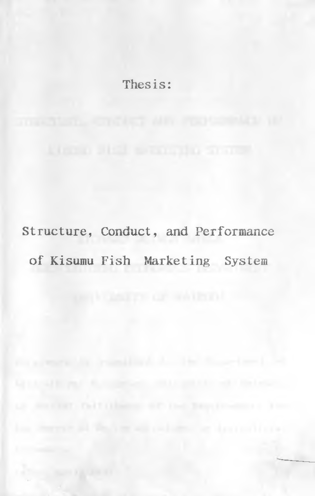 Abila Structure, conduct and performance of Kisumu fish marketing ...