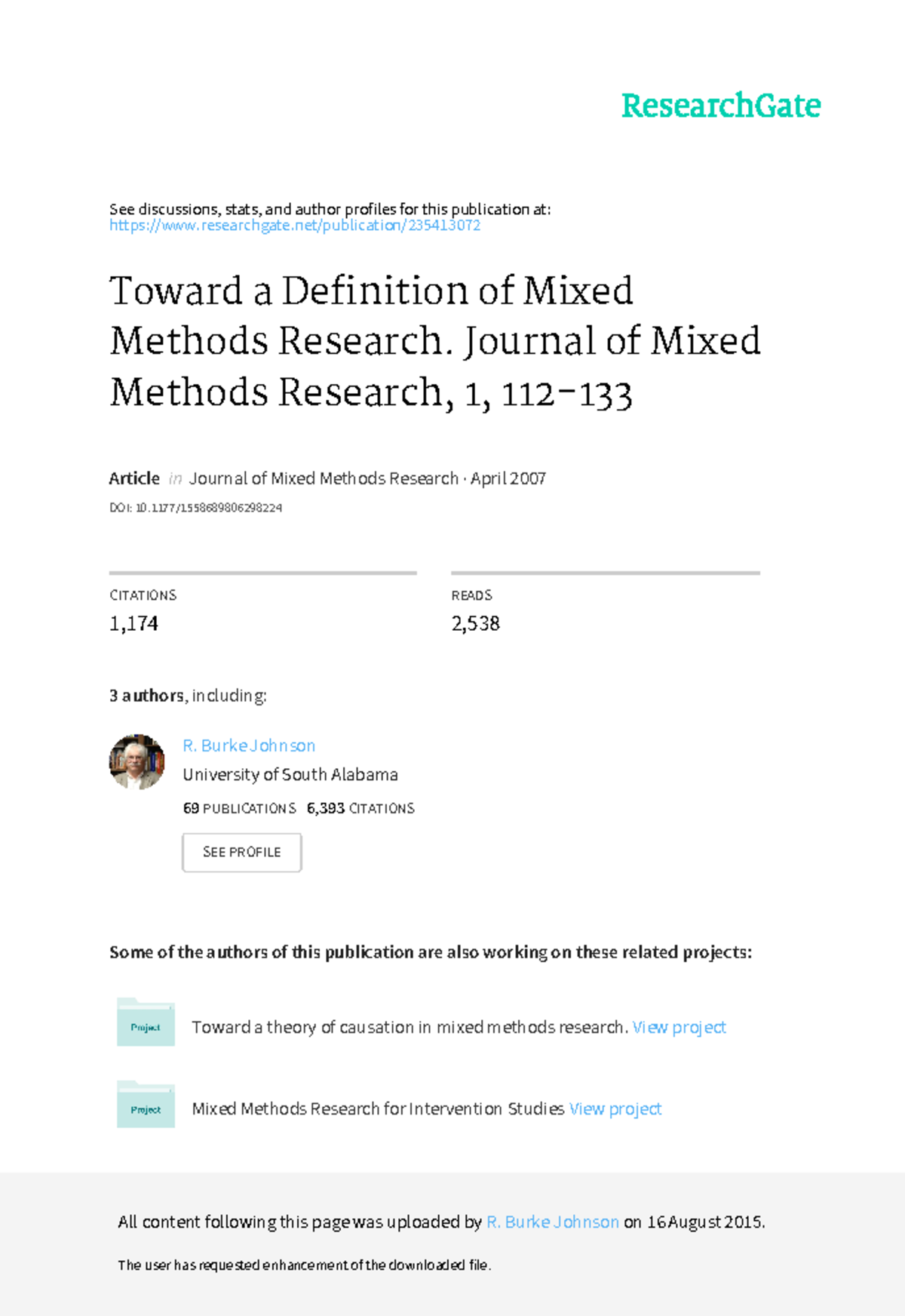 Defining Mixed Methods - See discussions, stats, and author profiles ...