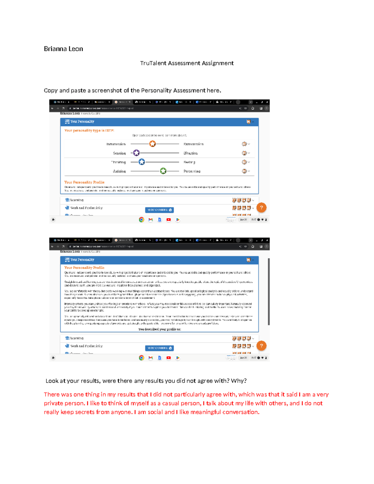 Tru Talent Assessment Assignment - Brianna Leon TruTalent Assessment Assignment Copy and paste a ...